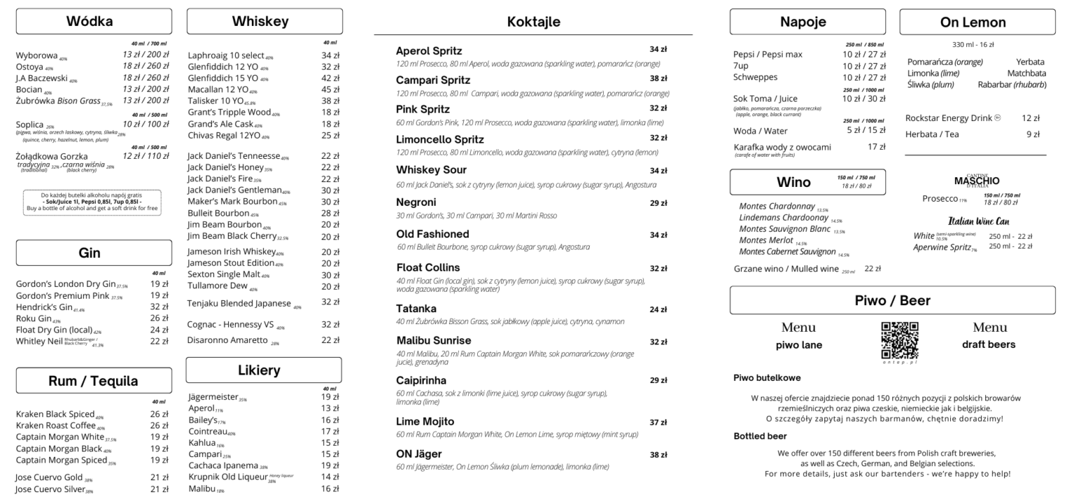 drink menu – House of Beer